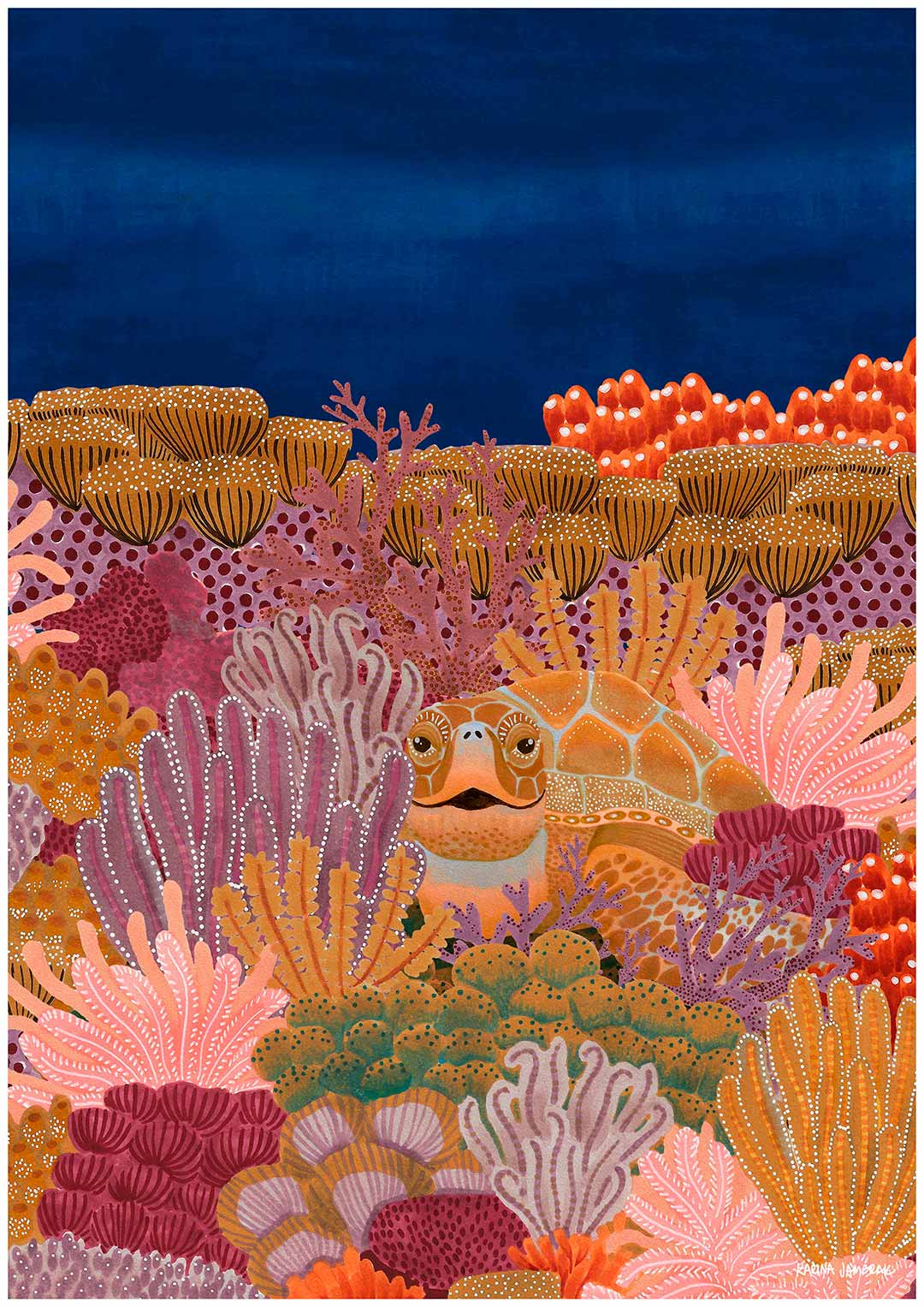 Moonlight Goodnight Turtle Fine Art Print | Karina Jambrak