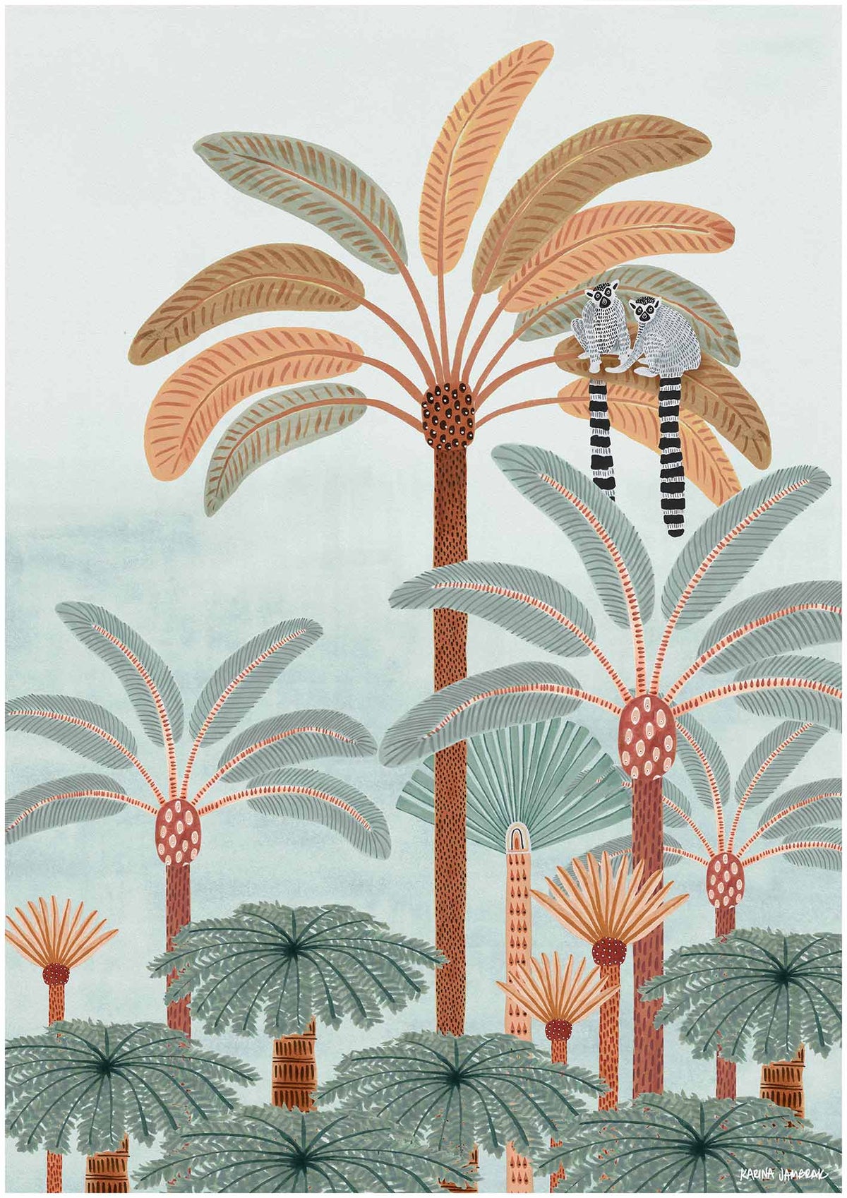 Larry & Lenny Lemurs Fine Art Print | Karina Jambrak